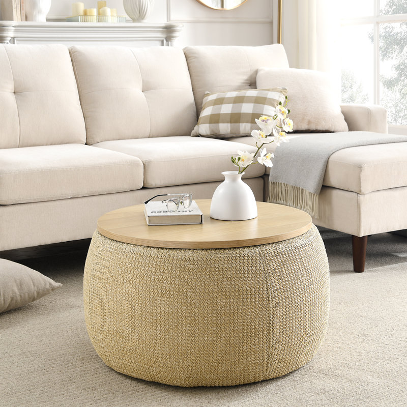 Dariyan Upholstered Ottoman Natural 100 Polyester